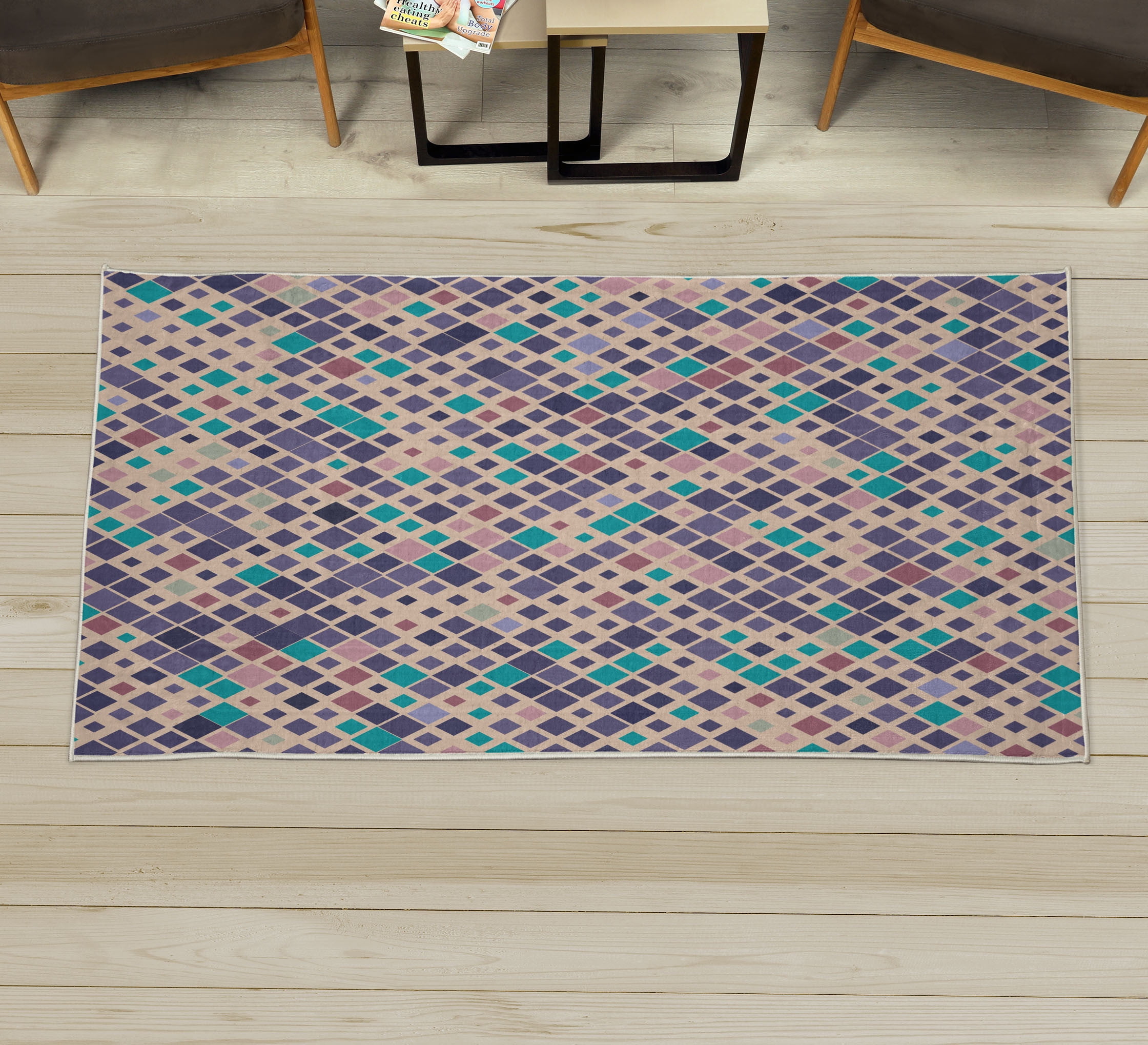 Ethnic Decorative Rug, Retro Mosaic Creative Pattern Square Rhythm ...