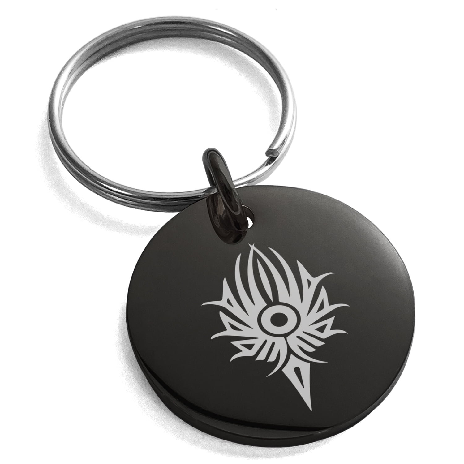 Stainless Steel Tribal Torch Rune Engraved Small Medallion Circle Charm ...