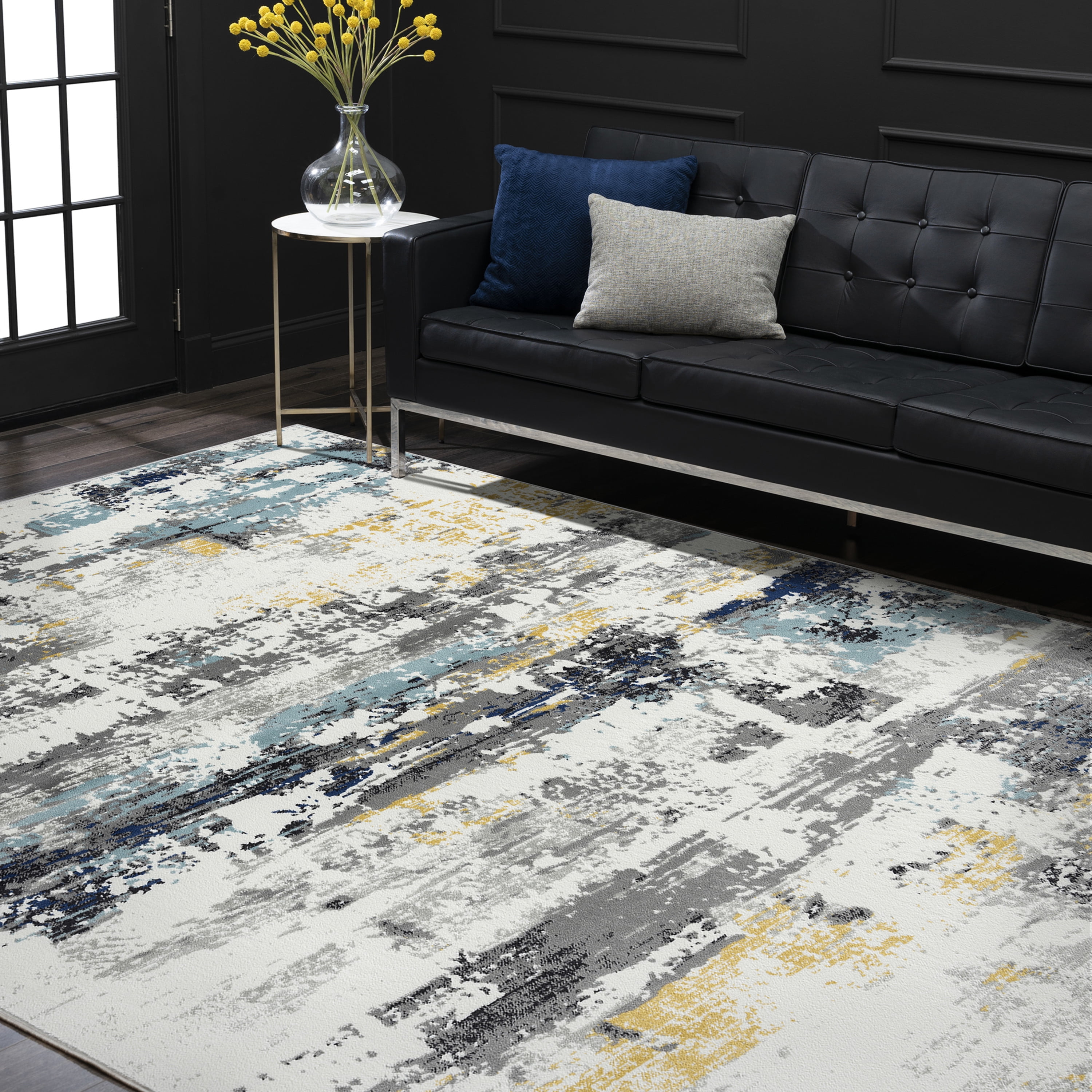 Contemporary 5x8 Area Rug (5'3'' x 7'3'') Abstract Blue, Gray Living ...