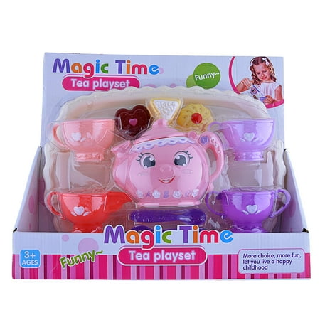 Plastic Play Tea Set Pretend Play Toys Tea Playset for Kids Tea Party ...