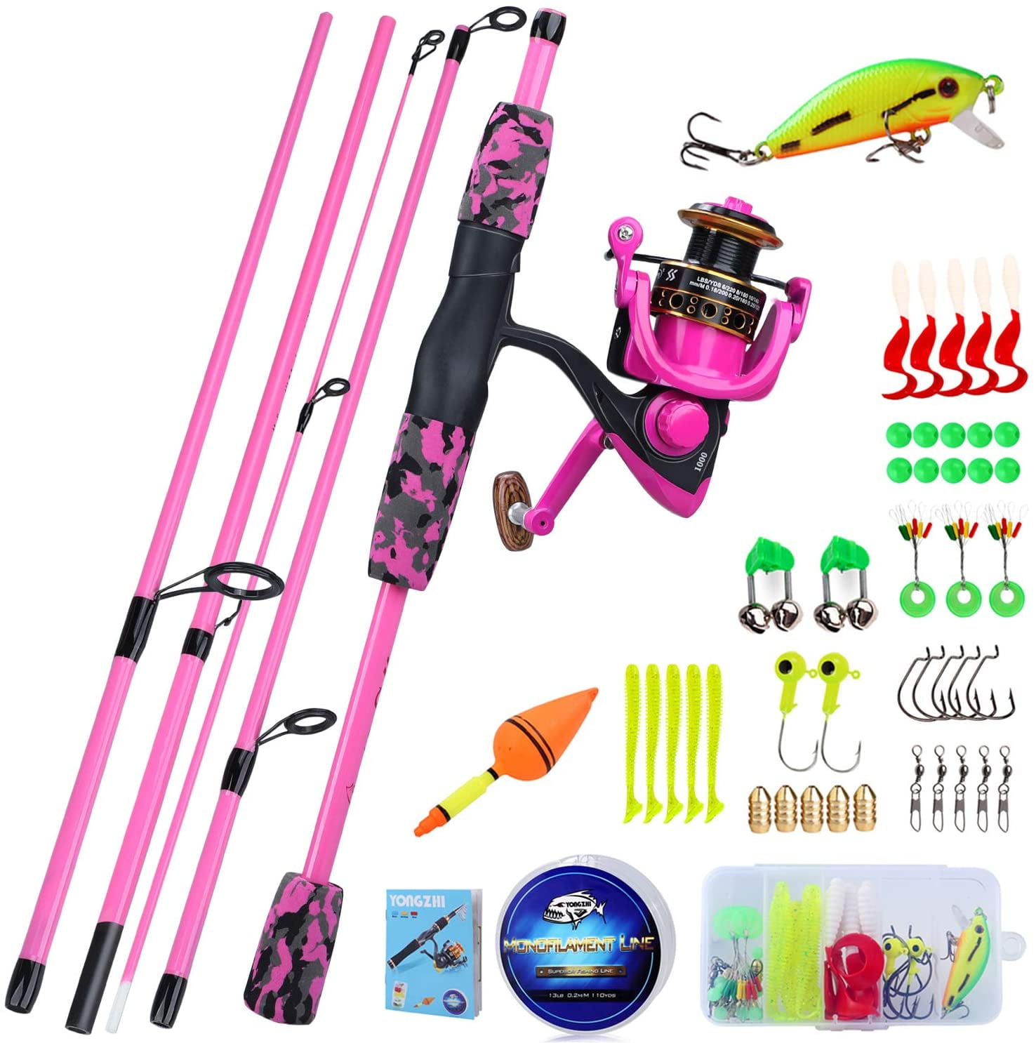 Sougayilang Spinning Fishing Rod - 5 Sec. Portable Fishing Pole and ...