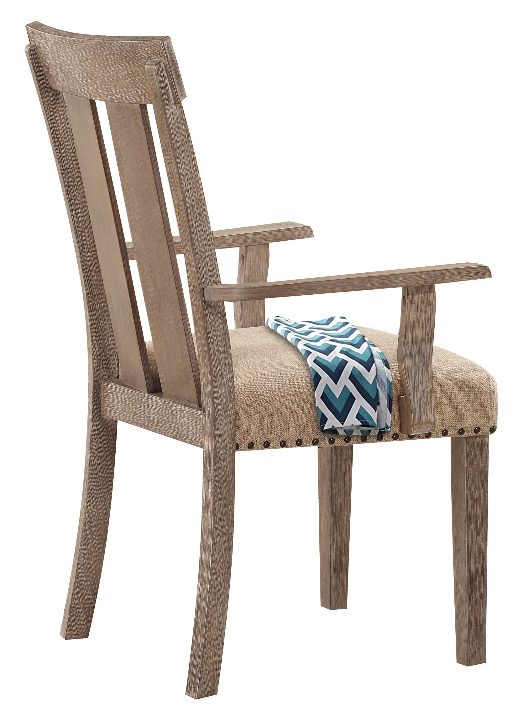 Acme Nathaniel Arm Chair (Set-2) in Fabric & Maple - Walmart.com