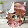 1pc Teddy In Hat HD Printed Blanket. Soft and Warm Flannel Blankets for ...