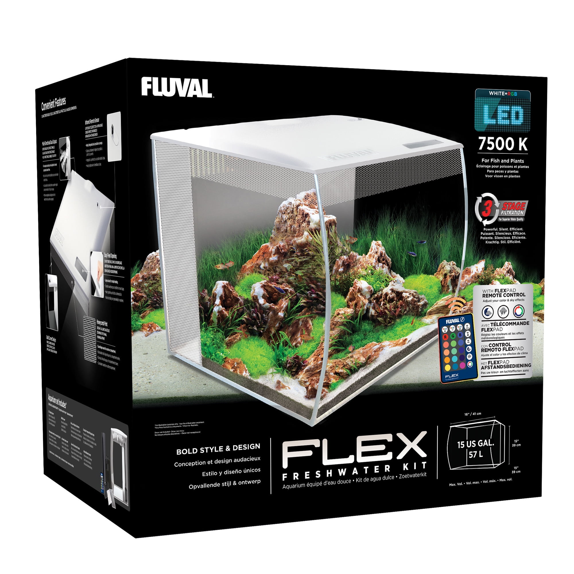 FL FLEX 15 Gal. Glass Aquarium Kit White - Walmart.com