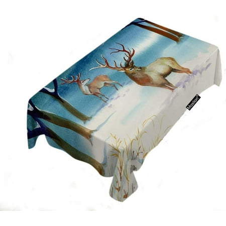 NETSENG Deer Tablecloth 60x84 Inch Watercolor Snow Tree Forest ...