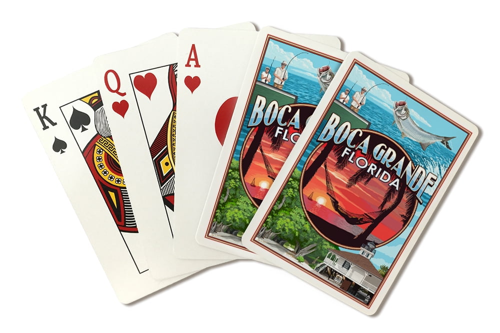 Boca Grande, Florida, Montage, Lantern Press, Premium Playing Cards, 52 ...