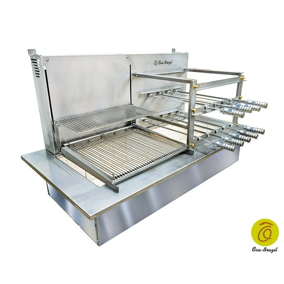 Oca-Brazil Brazilian BBQ Charcoal Grill with Firebox - 9 Stainless ...