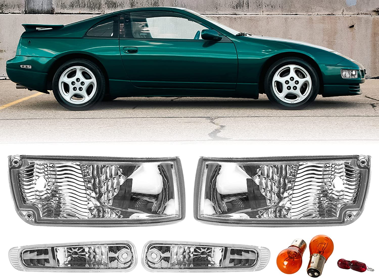 USR DEPO 90-96 300ZX Side Marker Lights - COMBO JDM Crystal Style Clear ...