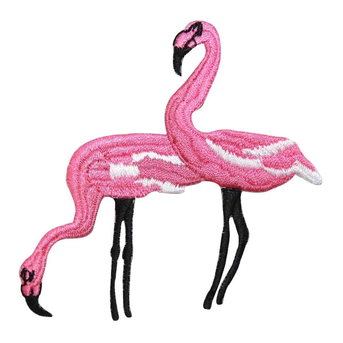 ID 1620B Pink Flamingos Patch Pair Tropical Birds Embroidered Iron On ...