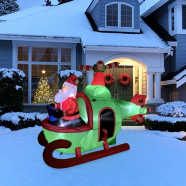 7' Gemmy Airblown Inflatable Outdoor Hunting Santa & Penguin in Deer ...
