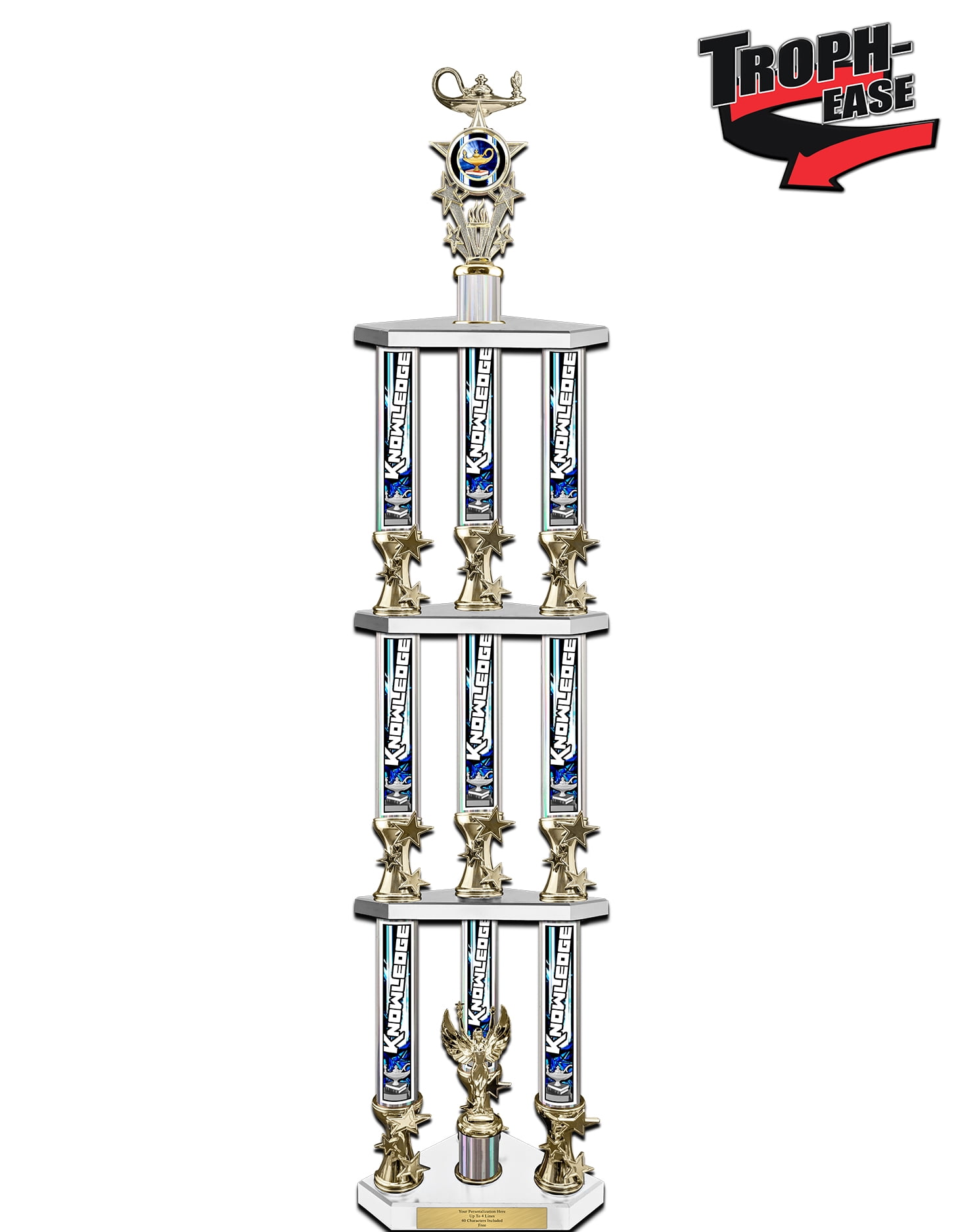 Trophy Deals 51" Action Matrix School Award Silver Flute 3 Tier 3 ...