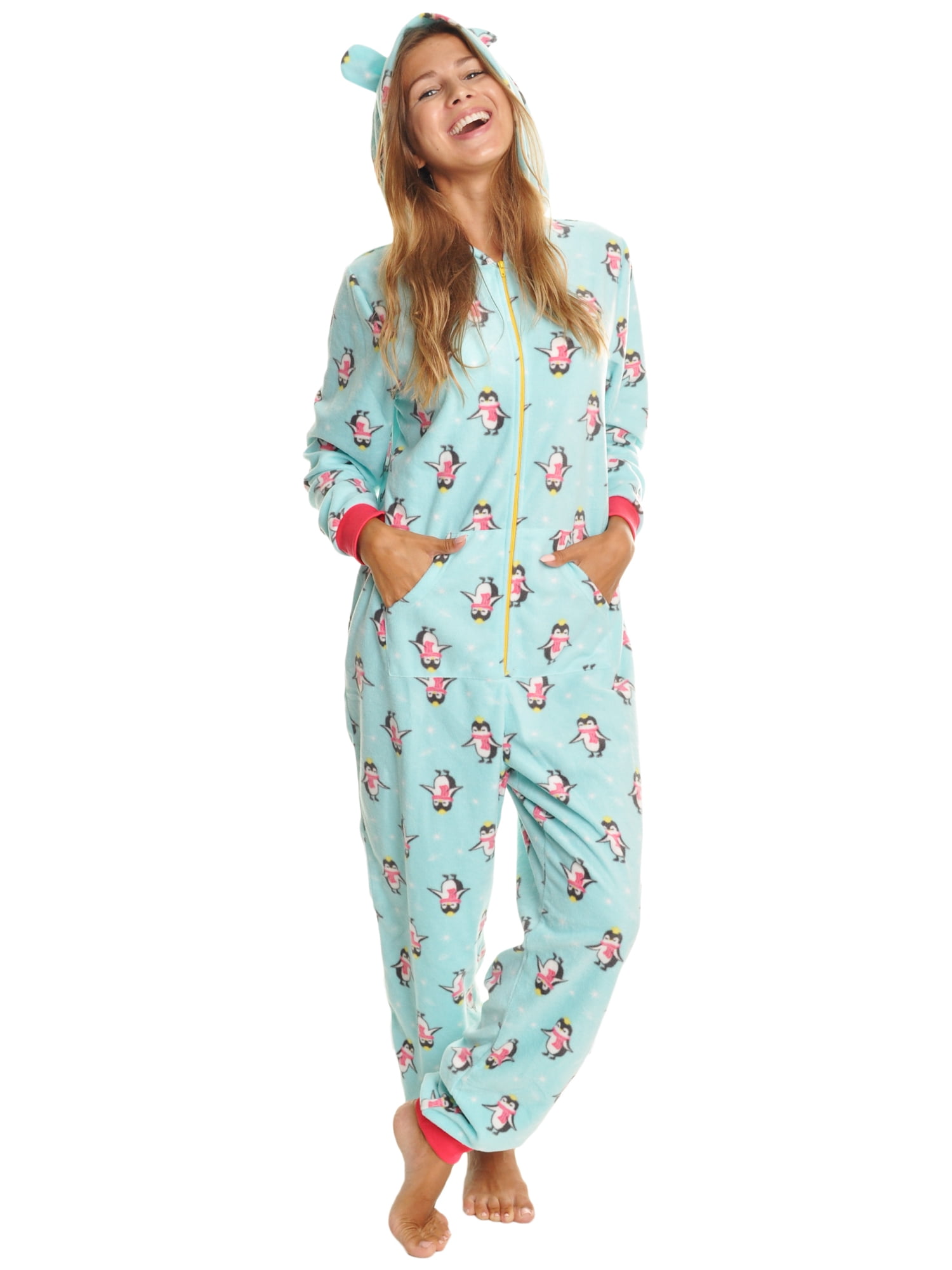 Angelina Adults' Fleece Novelty One-Piece Hooded Pajamas (1-Pack ...