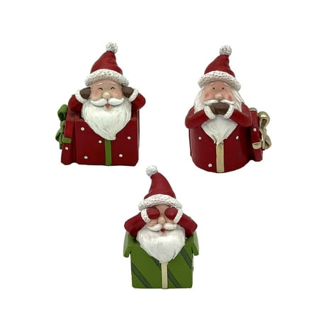 3 Pieces Christmas Santa Statues, Resin Santa Figurines, Miniature ...