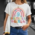 9Th Birthday Girl 9Yr 9 Year Old Rainbow Groovy Bday TShirt - Walmart.com