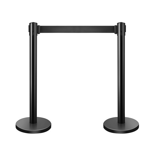 Stanchions Crowd Control Barriers Stanchion 2PCS with 6.5 Foot Black ...