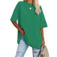 CUSTG Women T Shirt Simple Versatile Half Sleeve Crew Neck Relaxed Fit ...