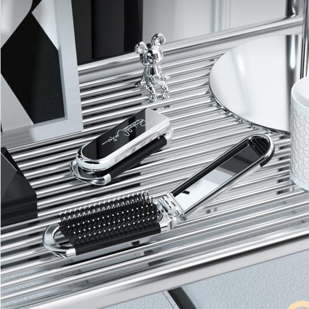 CC Toy Professional Travel Hair Comb Portable Folding Hair Brush Mirror ...