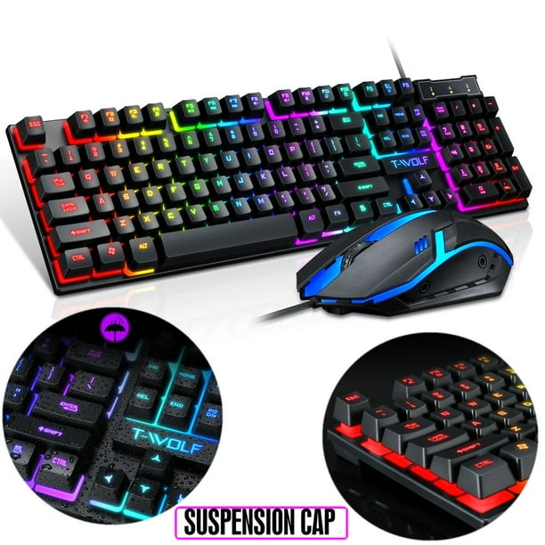 Mechanical Gaming Keyboard, LED Backlit USB Wired Multimedia Keyboard ...