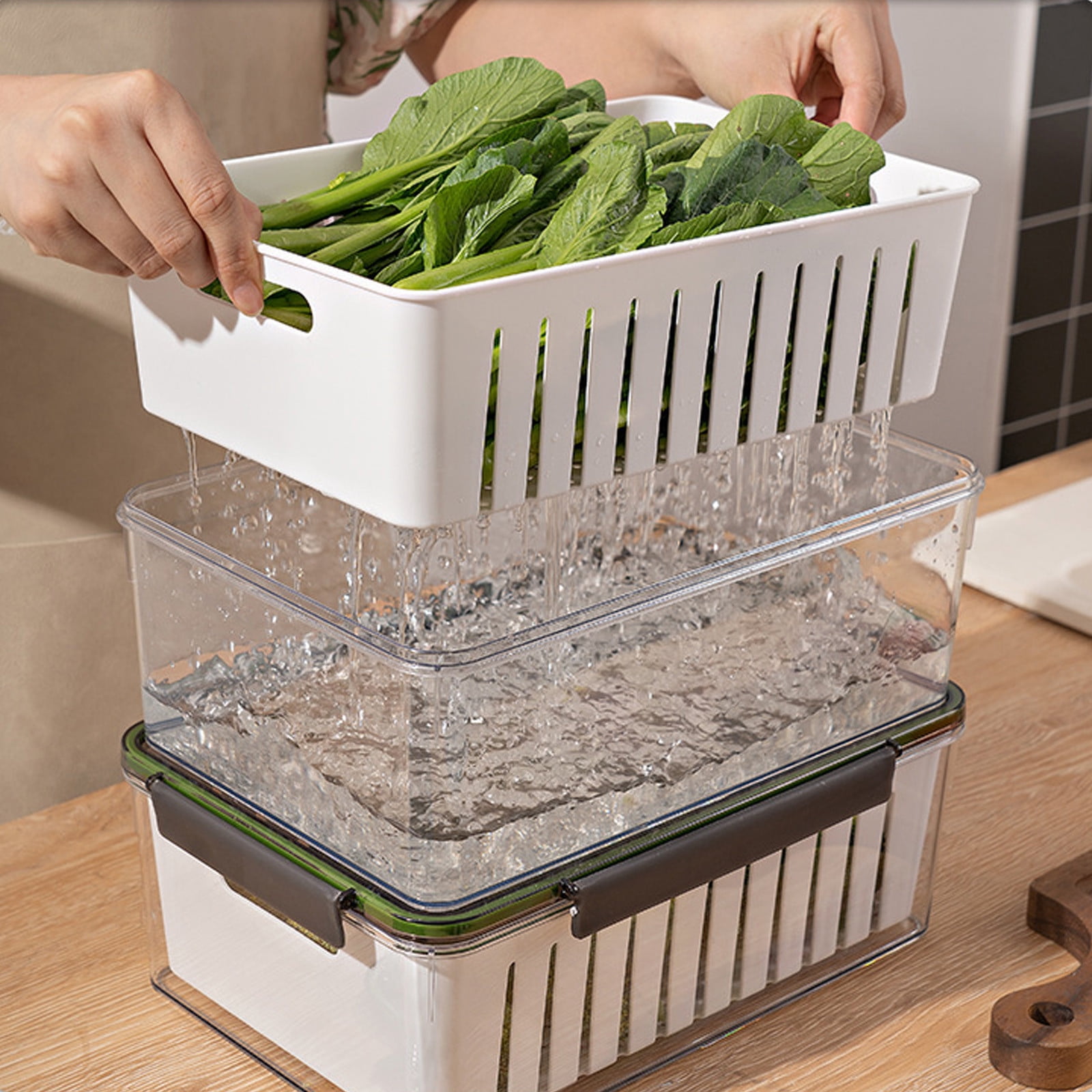 Large Capacity Food Grade Draining Insert Sealed Fresh Keeping Box Can ...