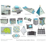 Bacati Aqua, Lime & Grey Mini Elephants Crib Fitted Sheets 2 ct Package ...