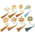 4Pcs Leaves Theme Book Marker with Tassels Hollow Metal Bookmarks Novel ...