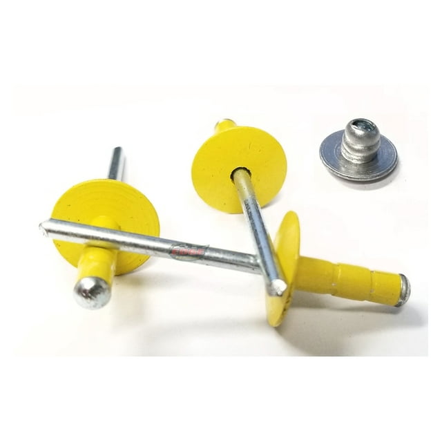 Yellow 3/16" Pop Rivet Large Head Aluminum Steel Mandrel Multi Grip ...