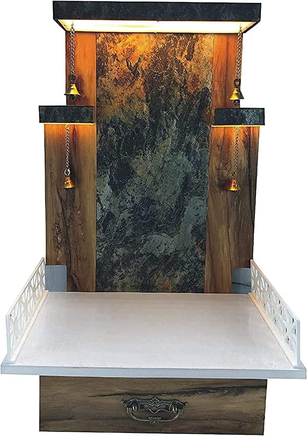 Devyom Wooden Temple With LED Light For Home And Office,Home Temple ...