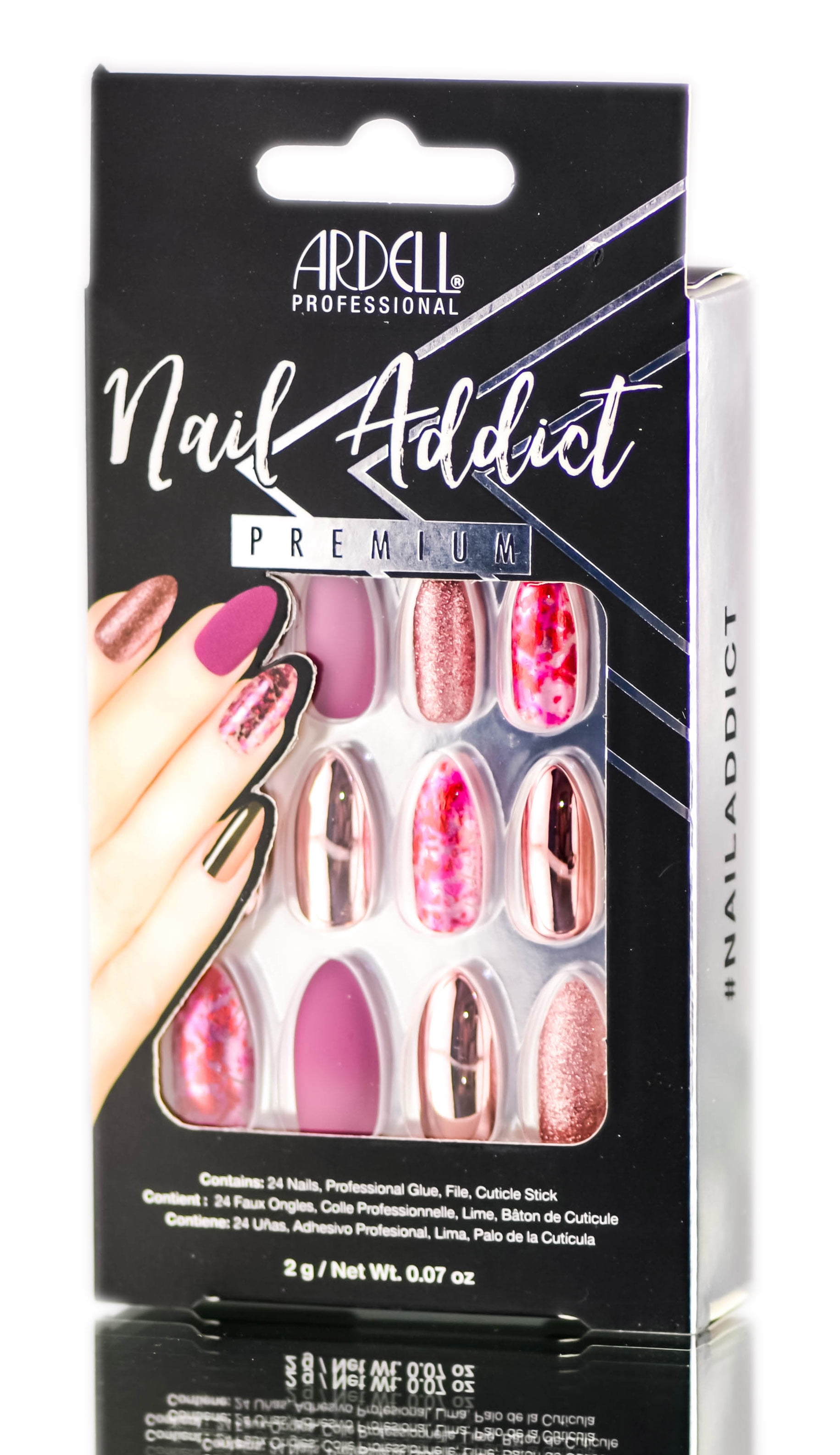 Ardell Nail Addict Premium Artificial Nail Set - Chrome Pink Foil ...