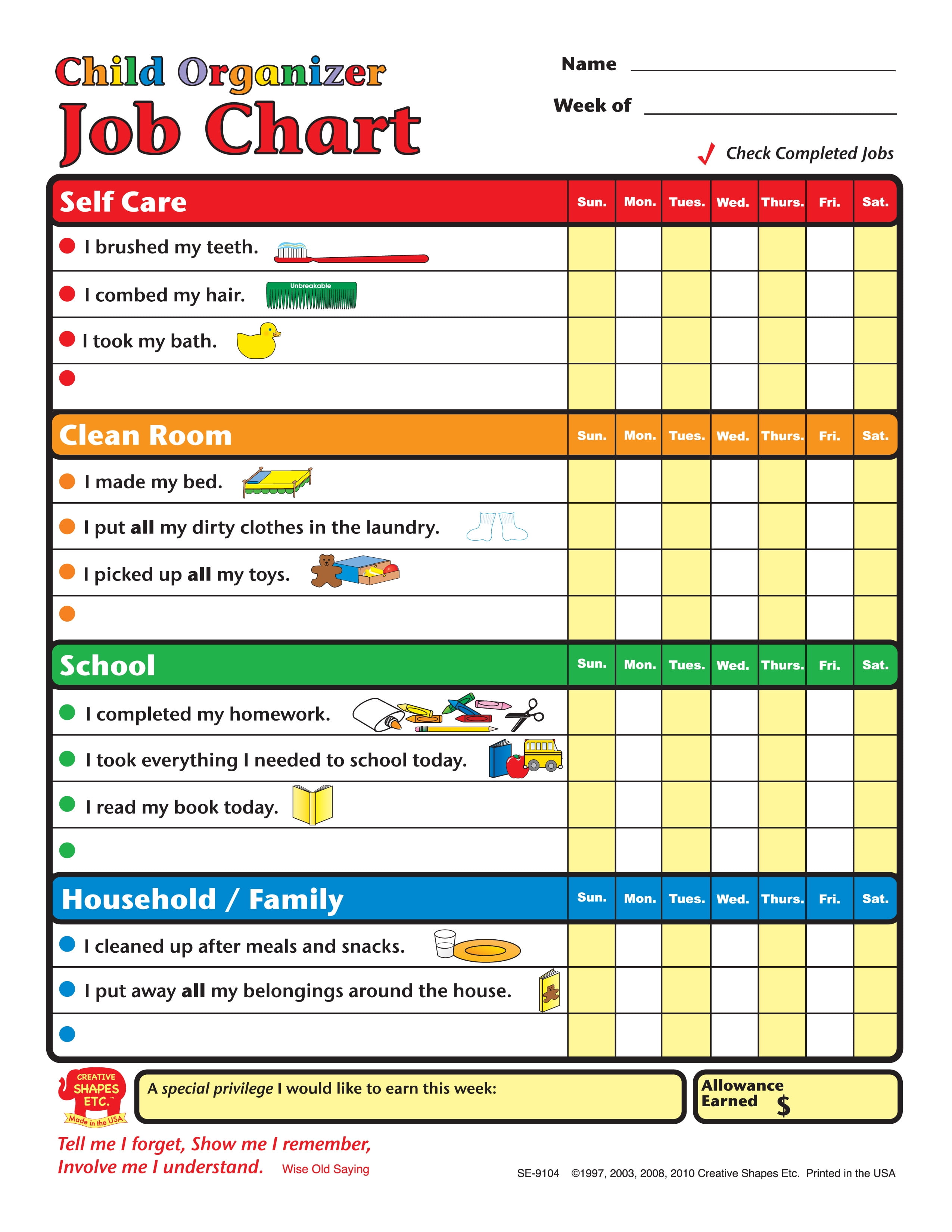 Job Chart - Child Organizer - Walmart.com