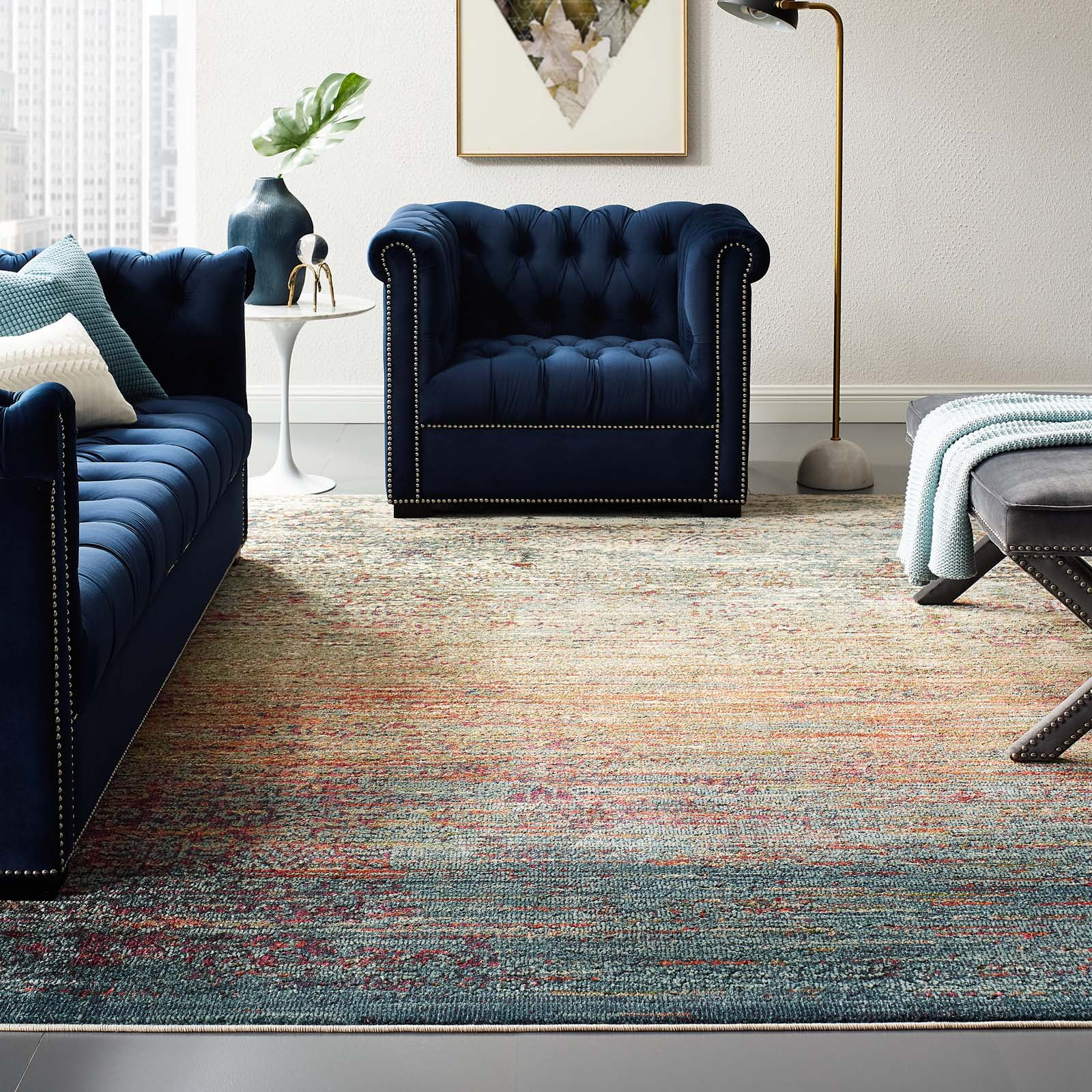 Tribute Jacinda Rustic Distressed Vintage Lattice 8x10 Area Rug in ...