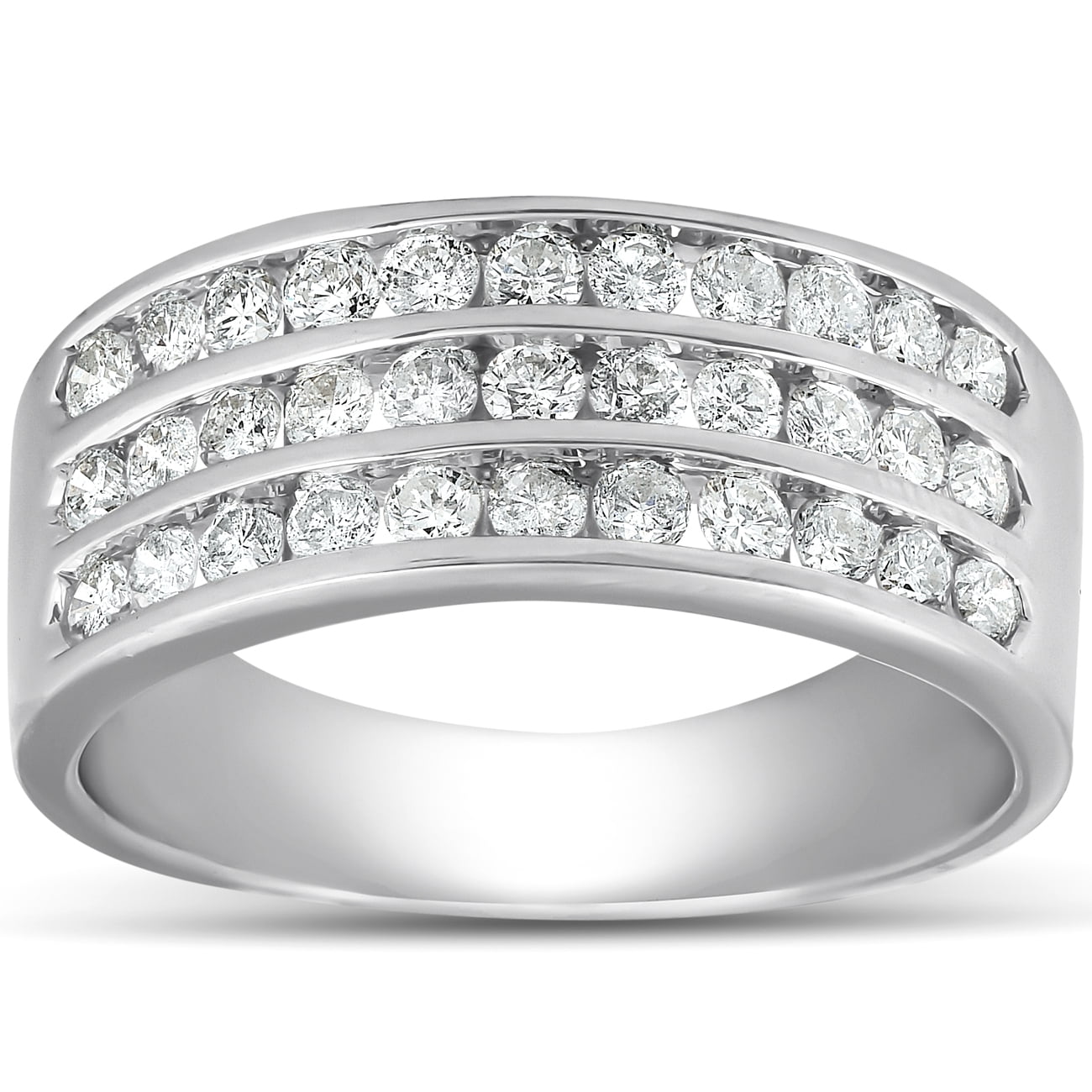 Pompeii3 - 1 Ct TDW Three Row Channel Set Diamond Wedding Ring 10k ... Pompeii3 - 1 Ct TDW Three Row Channel Set Diamond Wedding Ring 10k ...