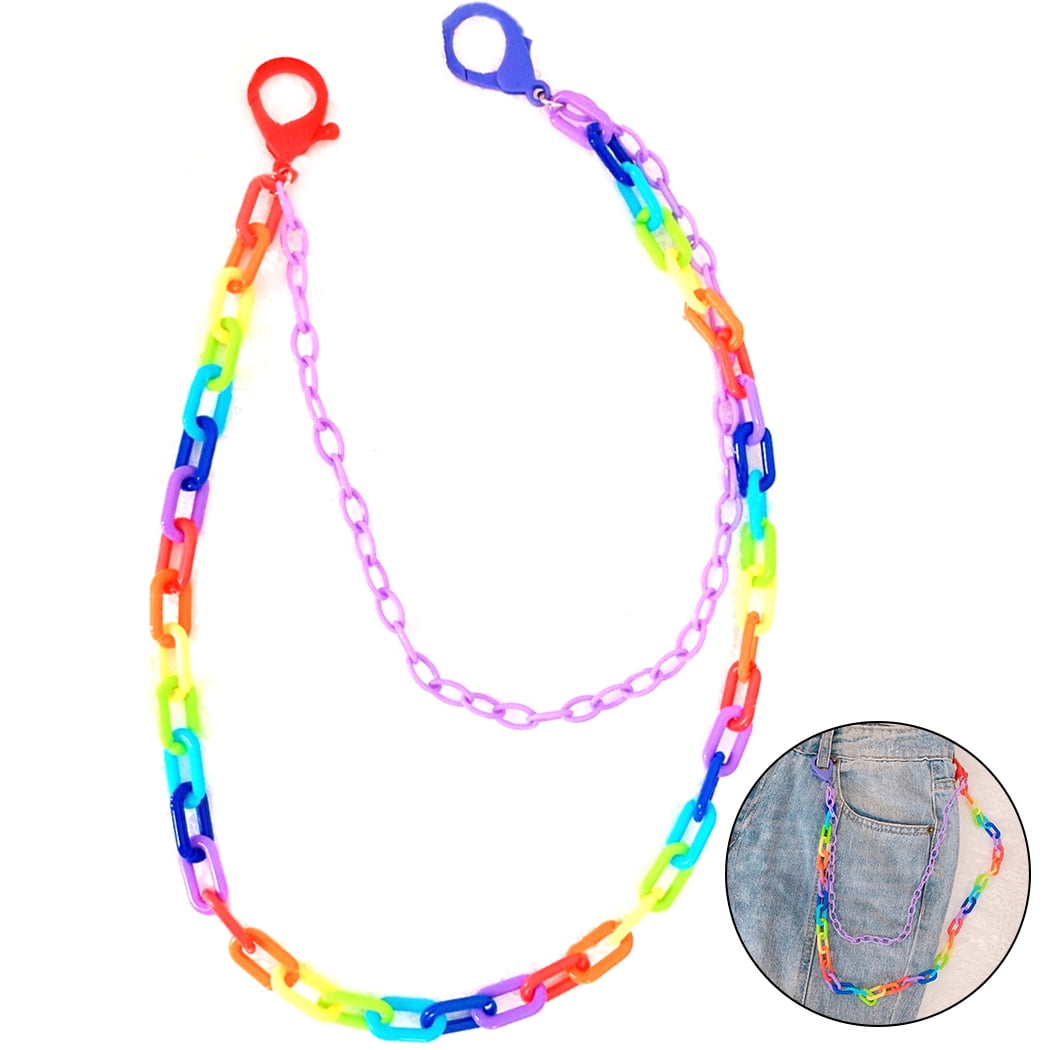 Click here for Nobrand Rainbow Jean Chain Novelty Layered Pants C... prices