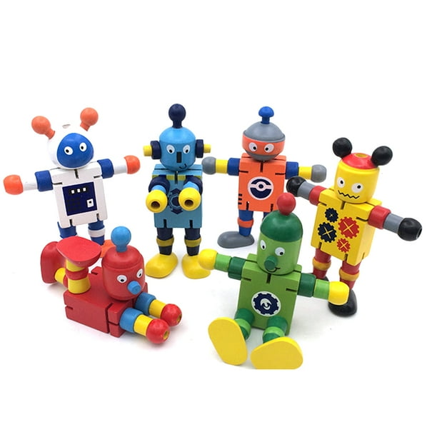 Wooden Walnut Puppets Robots Action Toys Flexible Joints Robots Gift ...