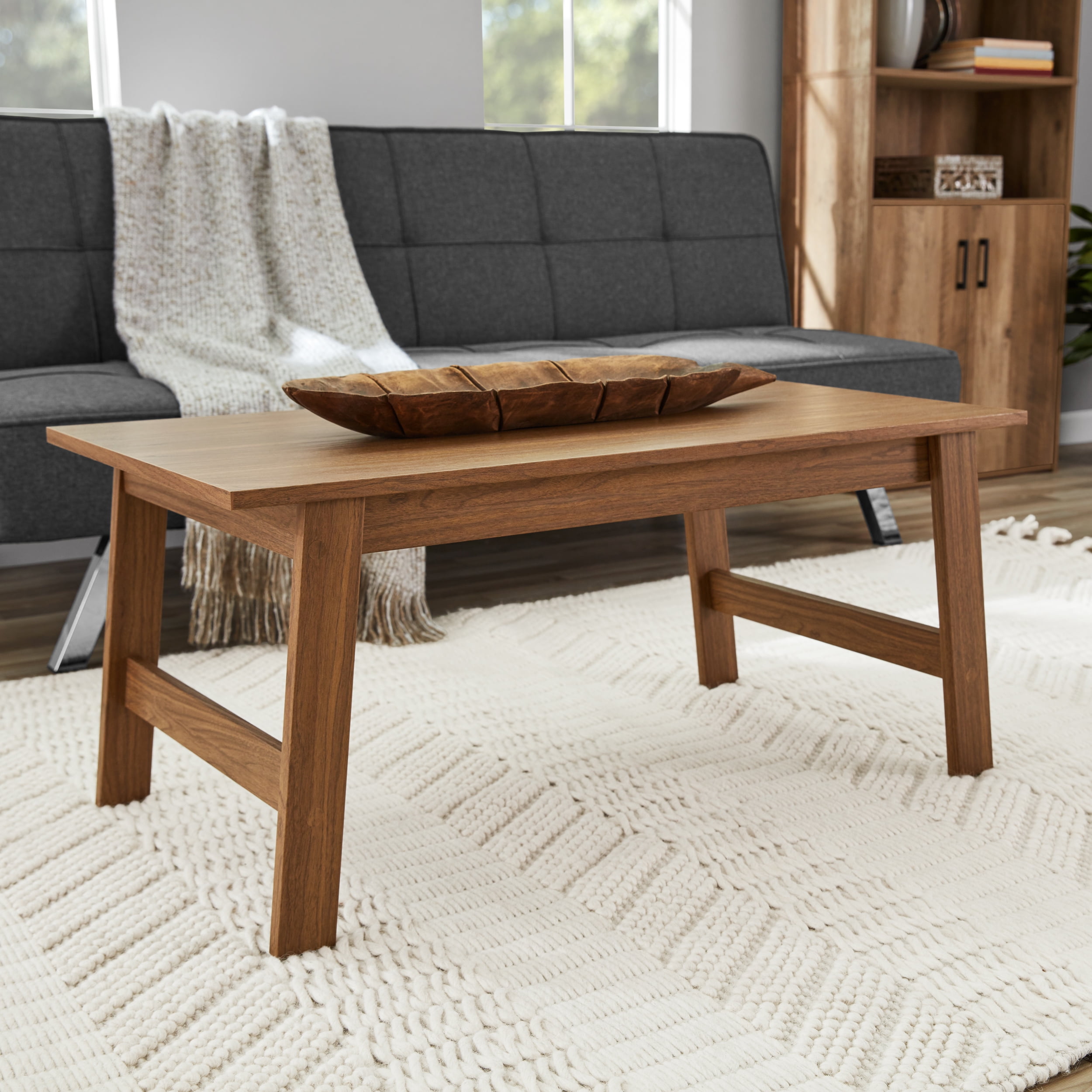 Mainstays Wood Rectangle Coffee Table, Walnut Finish - Walmart.com
