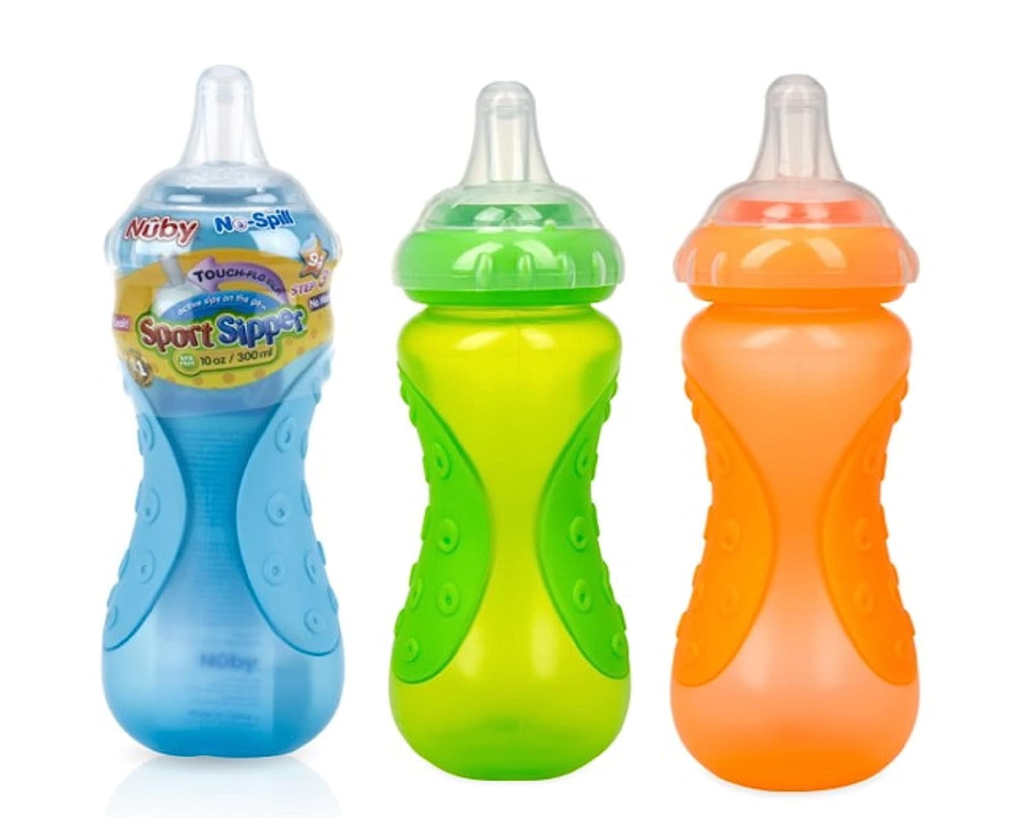 Nuby No Spill Sports Sipper Cup Blue/Green/Orange - Walmart.com