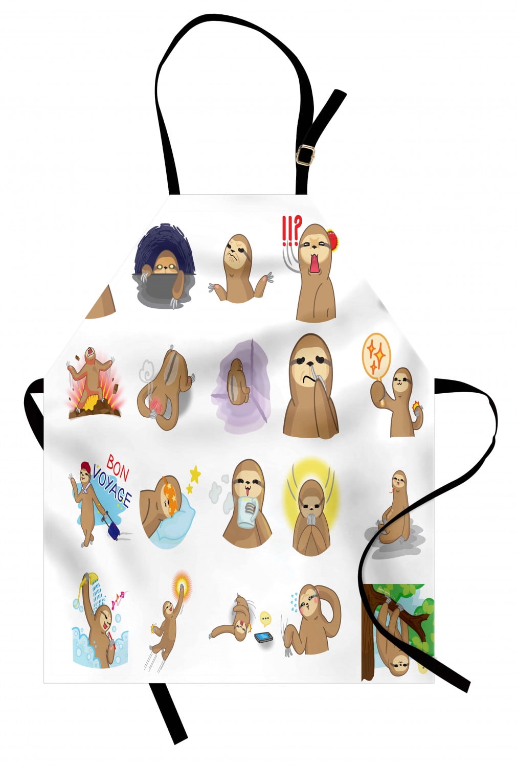 Sloth Apron Set of Manga Style Sloth Characters with Different ...