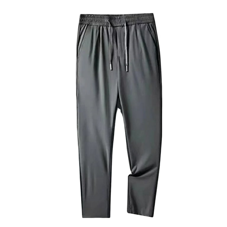 Fusipu Men Pants Solid Color Elastic Waist Loose Stretchy Fusipu Men Pants Solid Color Elastic Waist Loose Stretchy