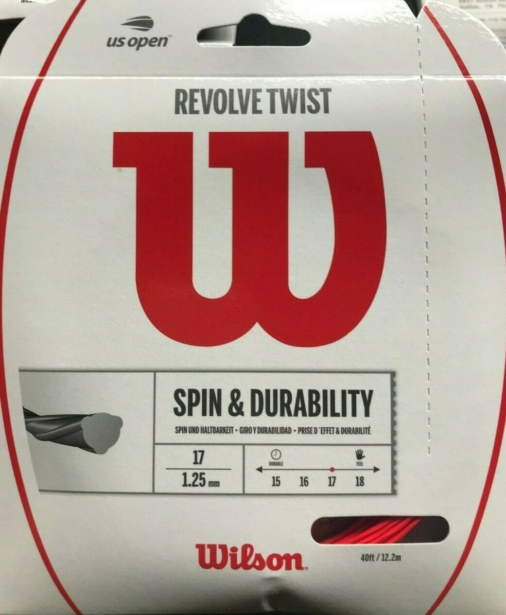 Wilson Revolve Twist Tennis String Set (Red, 17G) - Walmart.com