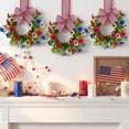 9.4in Patriotic Red White Blue Flowers Wreath for Front Door, Forth of ...