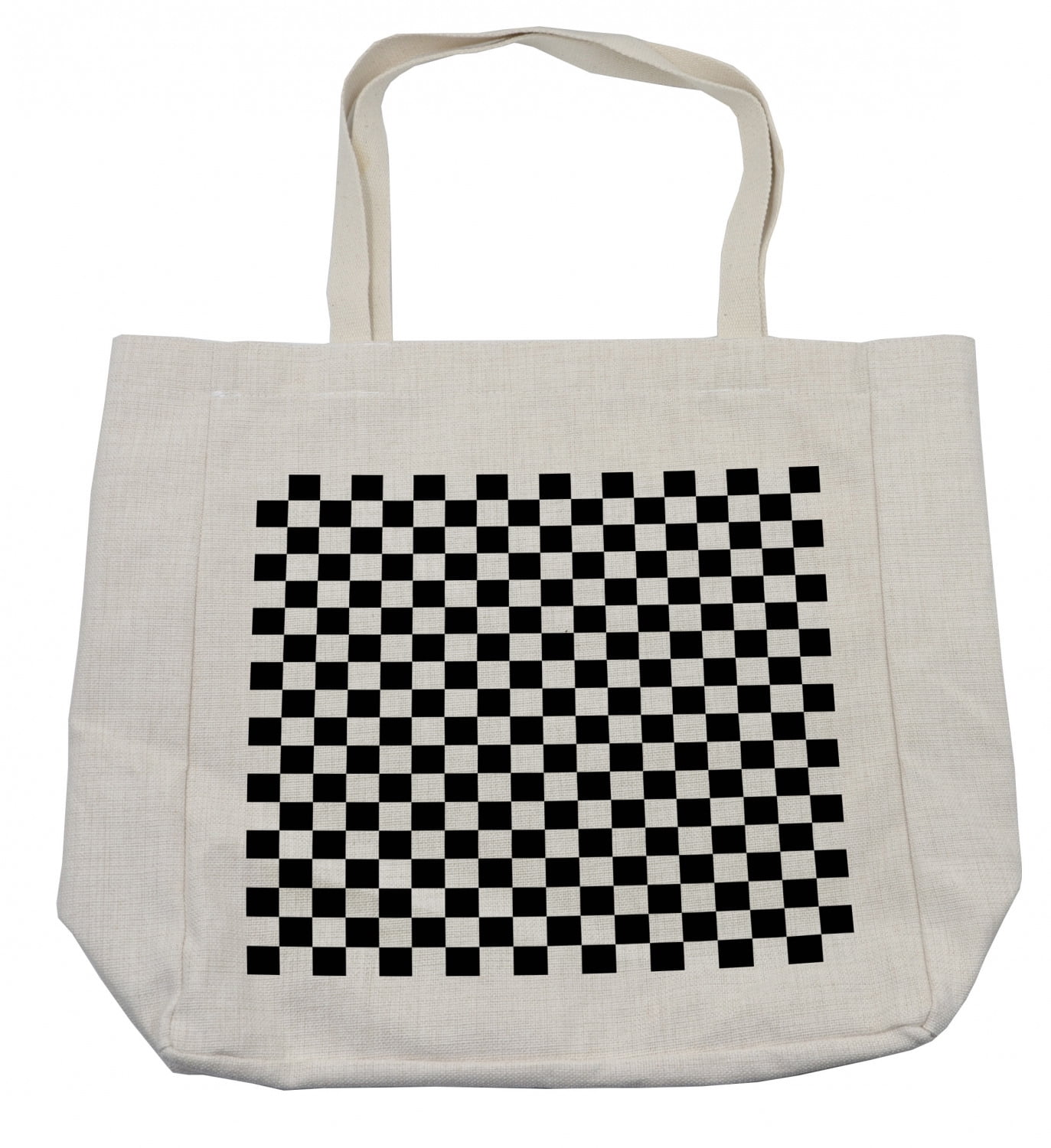 Checkers Game Shopping Bag, Geometric Grid Style Monochrome Squares in ...