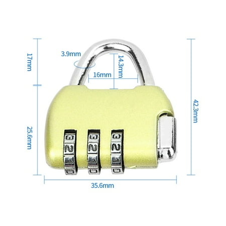 3 Digit Dial Combination Code Number Lock Padlock For Luggage Zipper ...
