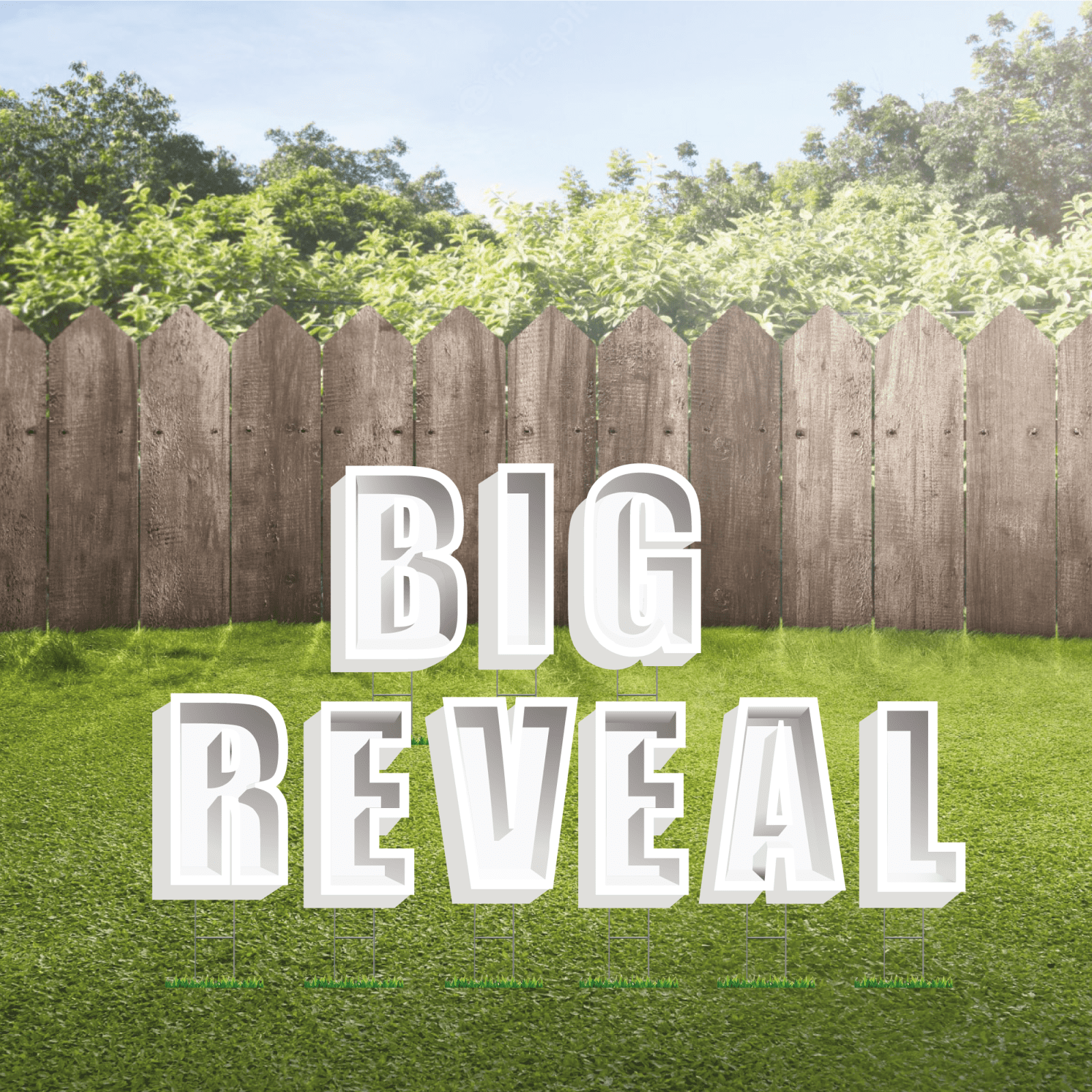 BIG REVEAL! 24" White Tall Elegant Shadow Box Yard Letters Yard Sign ...