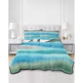 Aqua Gradient Sea Mist Quilts Bedding Set California King Abstract Blue ...