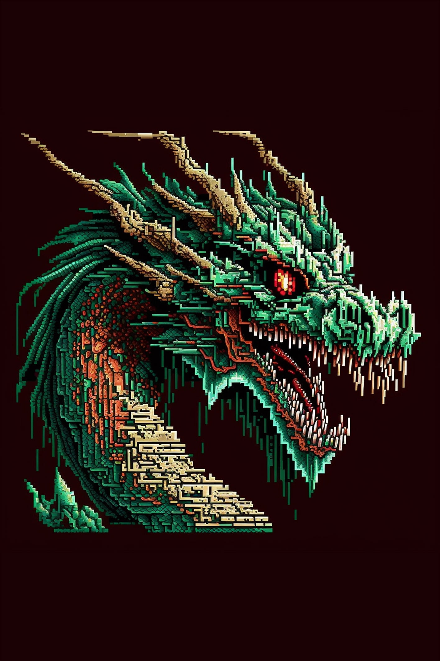 24x36 gallery poster, 8bit Chinese Dragon p4 - Walmart.com