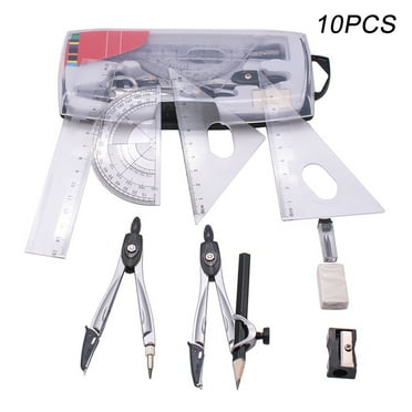 Math Geometry Kit Set 8 Pieces Student Supplies with Shatterproof ...