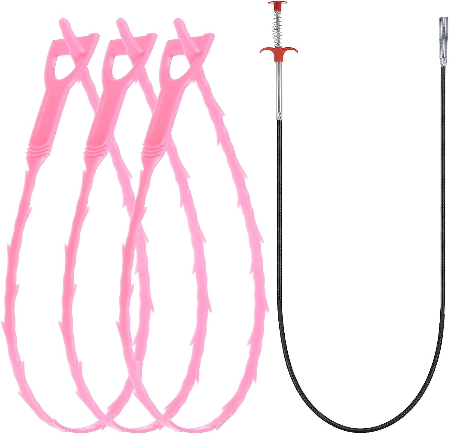 3pcs 20 Inch Drain Hair Clog Remover Tool PP & 35 Inch Drain Cleaner ...