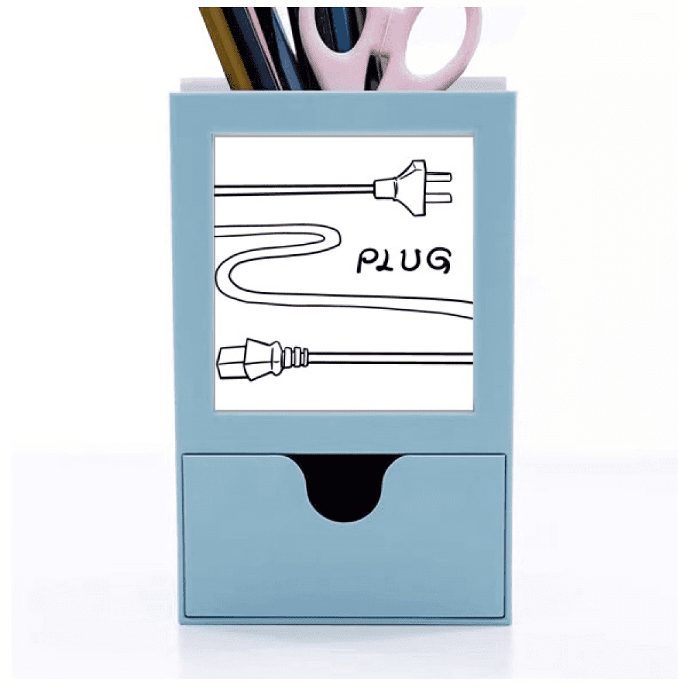 Double Hole Plug Line Hand-drawing Desk Supplies Organizer Pen Holder ...
