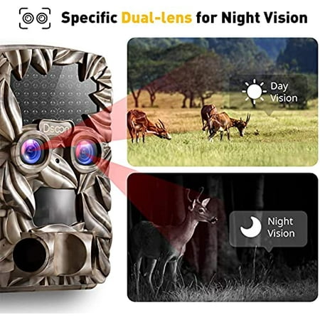 Dsoon Trail Camera 4K 20MP Dual Lens Game Camera Night Vision Hunting ...