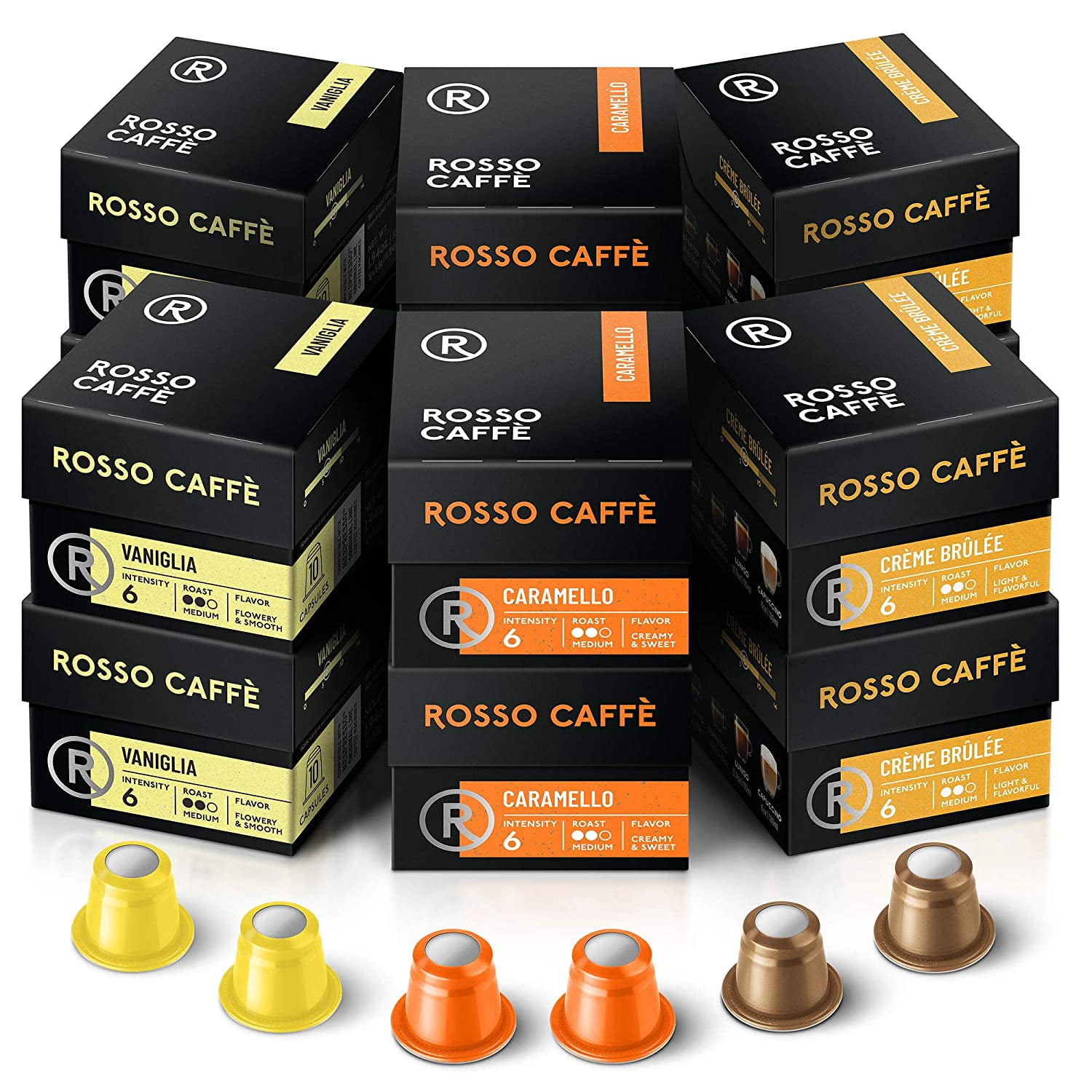 Rosso Coffee Pods Nespresso Original Machine, 120 Gourmet Espresso ...