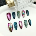 10 Pcs Original Handmade Garbage Punk Press-On Nails - Purple & Teal ...
